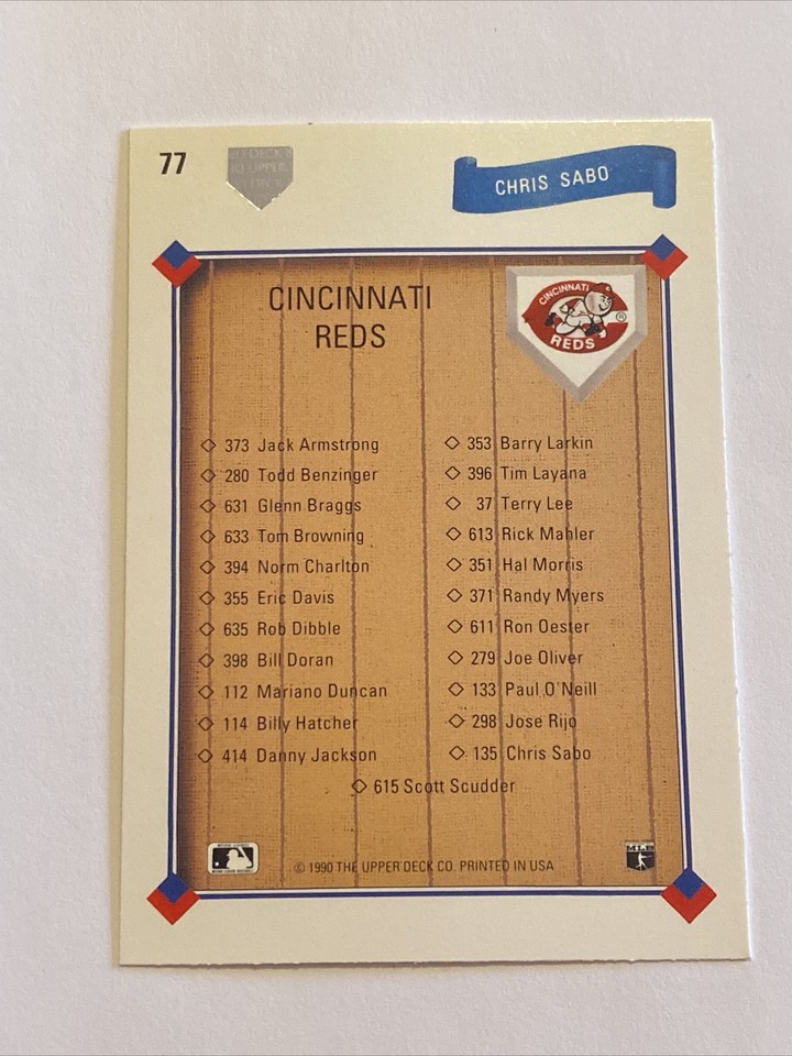 1991 Upper Deck Baseball #77 Chris Sabo TC MLB | eBay