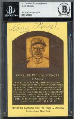 Casey Stengel Beckett BAS Signed Gold Hall of Fame Plaque Autograph | eBay