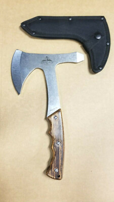 Cactus Jack Solid Steel Wood Handle Hatchet Axe with Sheath Made in USA ...