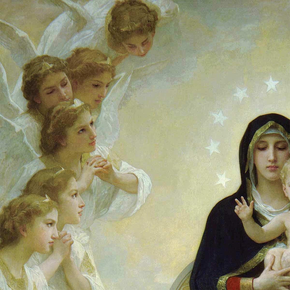 25Wx40H" REGINA ANGELORUM by WILLIAM-ADOLPHE BOUGUEREAU ANGELS CHOICES ...