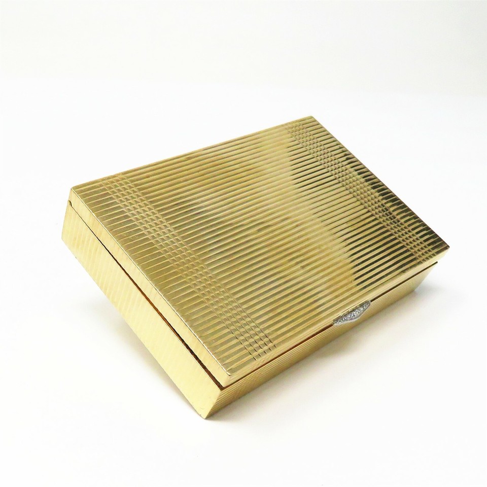 NYJEWEL Cartier 14k Yellow Gold Diamond Trinket Compact Powder Box | eBay