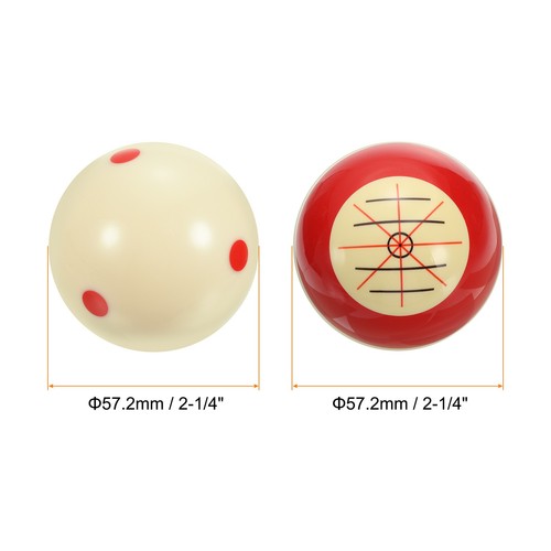 2Pcs 2-1/4" Pool Billiard Practice Training Cue Ball Set with Red Dots ...