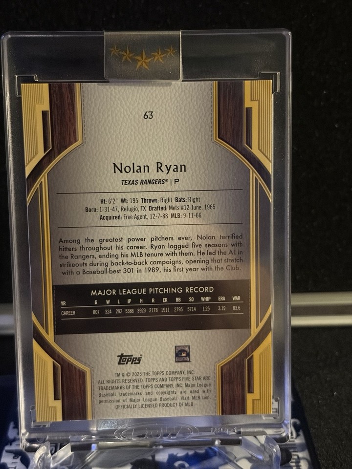2025 Topps Five Star Nolan Ryan /50 #63 Rangers | eBay