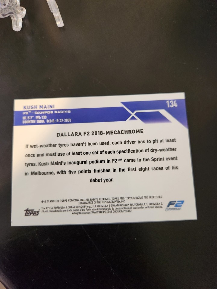 2023 Topps Chrome Formula 1 F2 Cars Pink Refractor /75 Kush Maini #134 ...