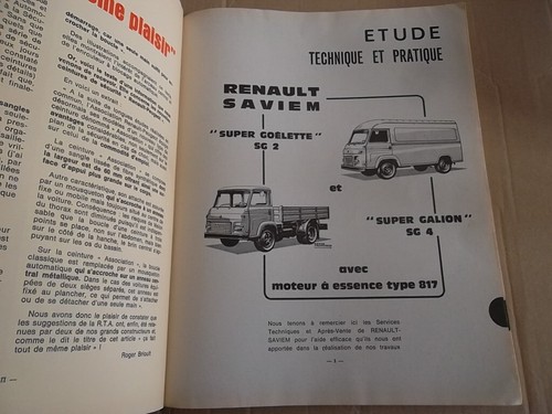 REVUE TECHNIQUE RENAULT SAVIEM SG2 et SG4 MOTEUR ESSENCE TYPE 817 | eBay