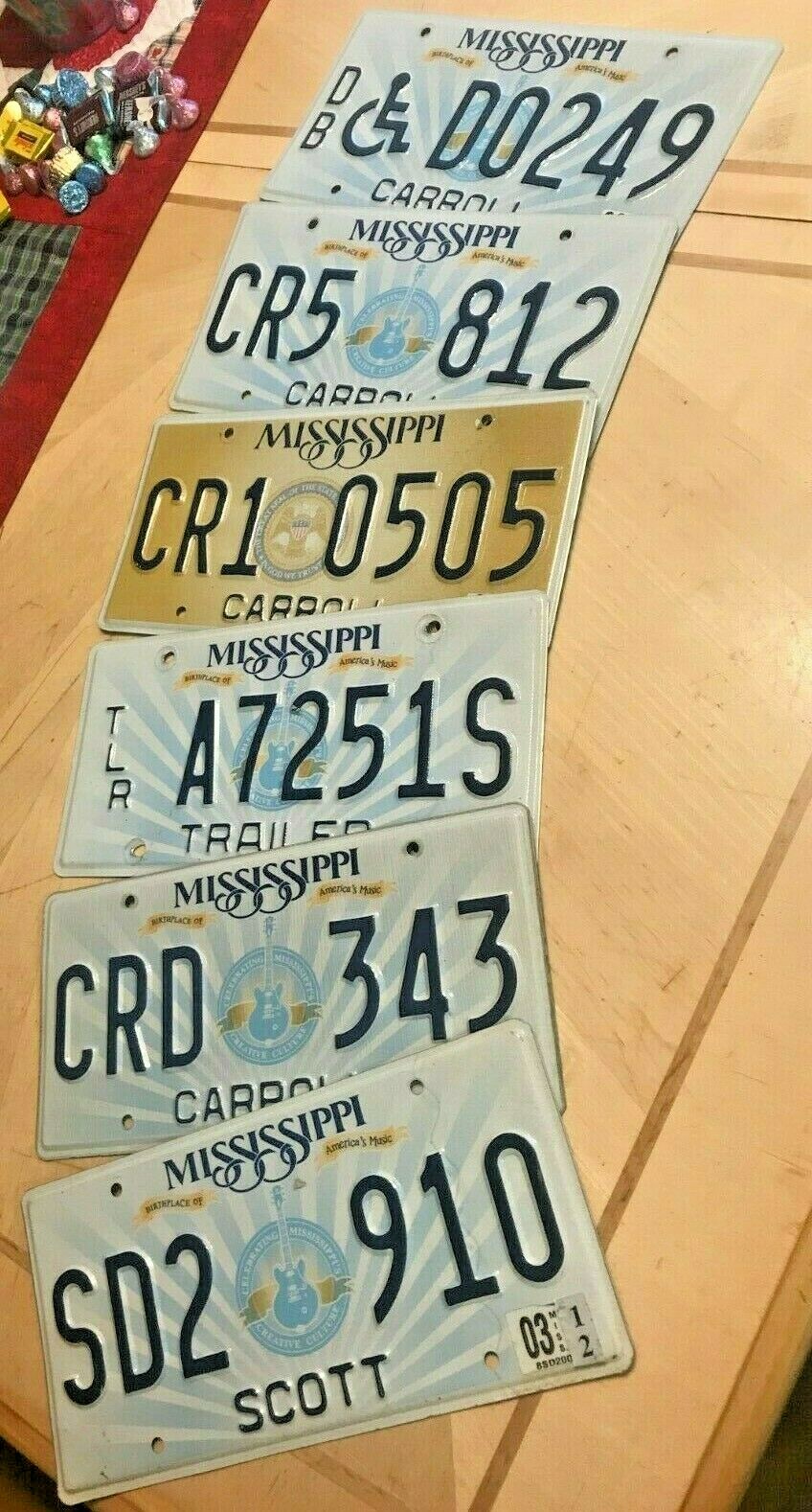 SET OF SIX MISSISSIPPI GRAPHIC GUITAR AUTO LICENSE PLATES PLATE TAG ...