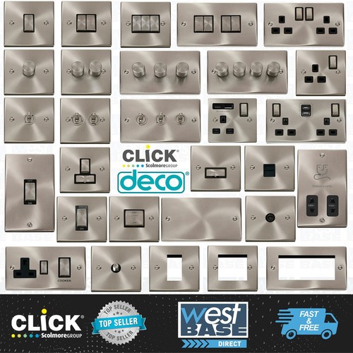 Click Deco Victorian Satin Chrome Switches & Sockets Ingot Black ...