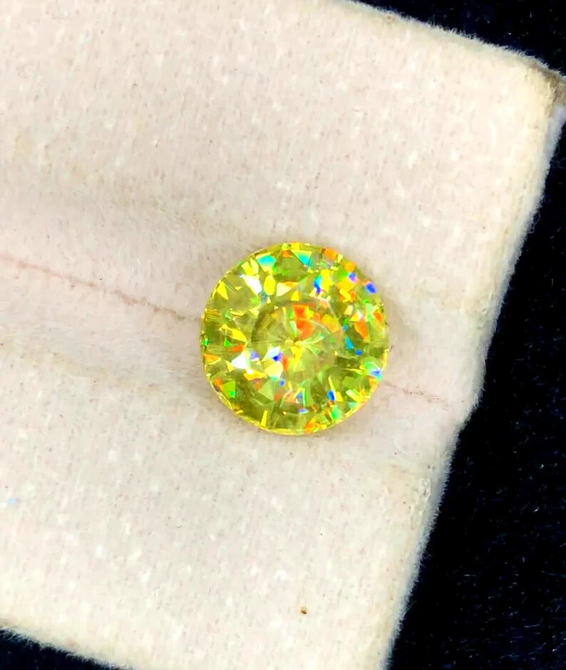 1.60 Ct Natural Full Fire Sphene Titanite Round Cut Certified Loose ...