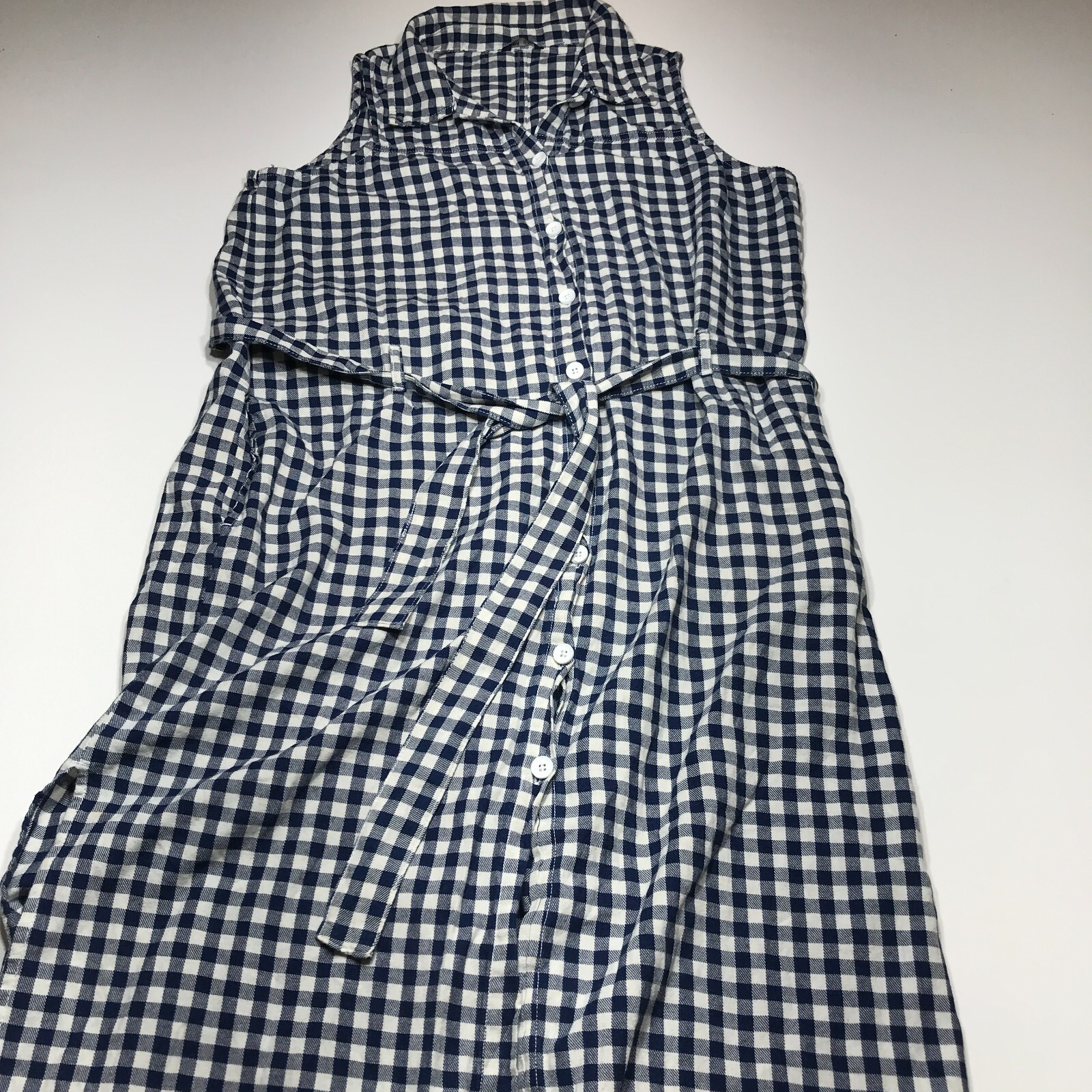 DNM Splash Shirt Dress Womens XL Blue Check Button Front Belted ...