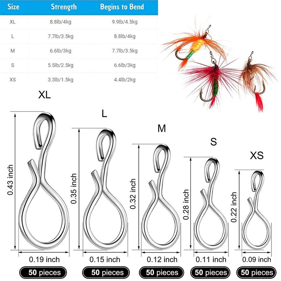 XS-XL No-Knot Snaps Fly Fishing Quick Change Connect for Flie Hook ...