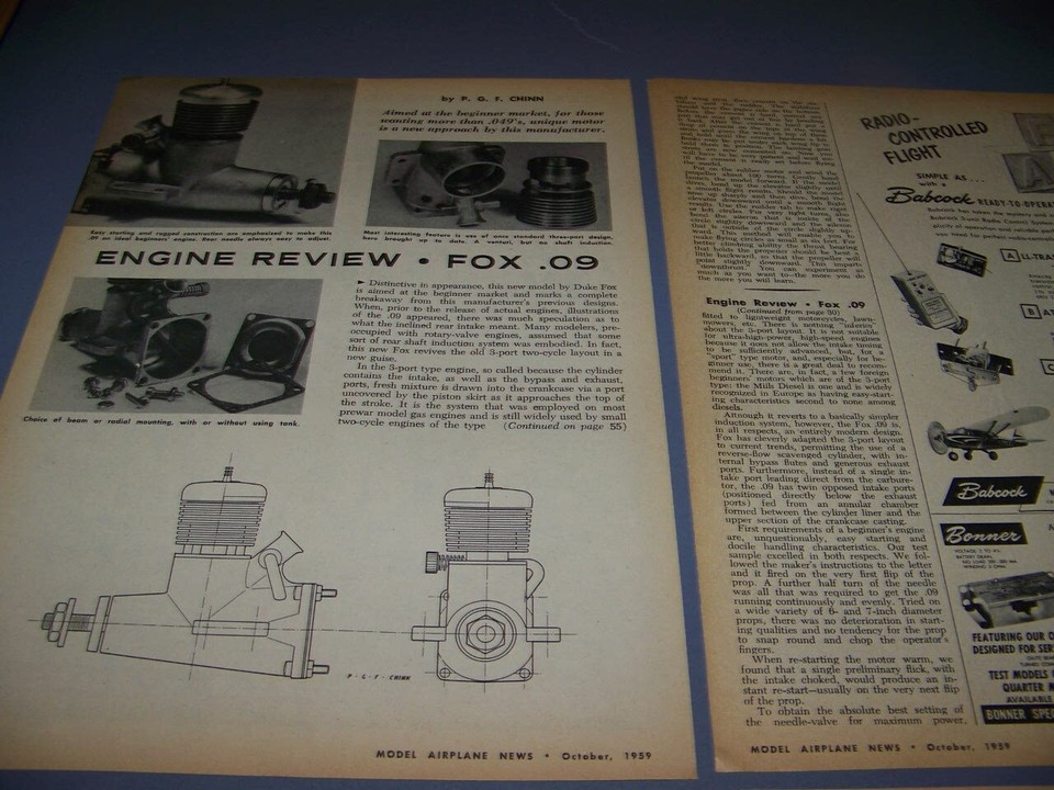 VINTAGE..FOX .09 R/C ENGINE..PHOTO/DETAILS/DATA..RARE! (120U) | eBay