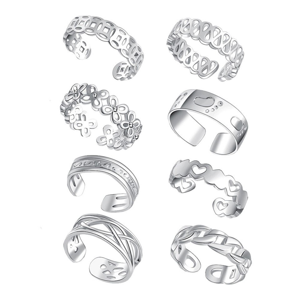 8PCS Fashion Silver Opening Knuckle Rings Women Toe Decoration | eBay ...