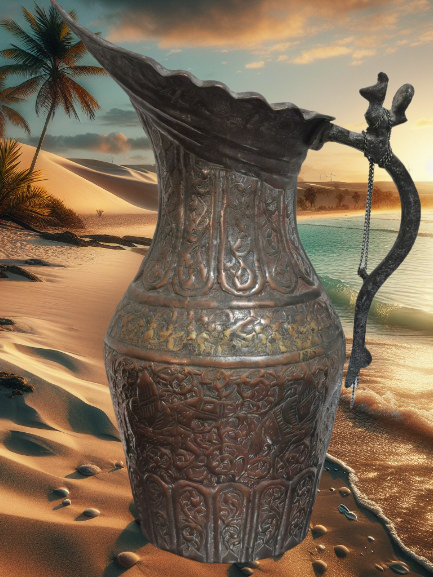 Antique 19th Century Persian Tinned Copper Ewer Hakhamaneshi Design ...