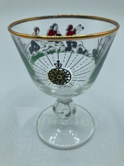 1953 Libbey Treasure Island Liquor 6 Cocktail Glasses Hostess Box Set ...