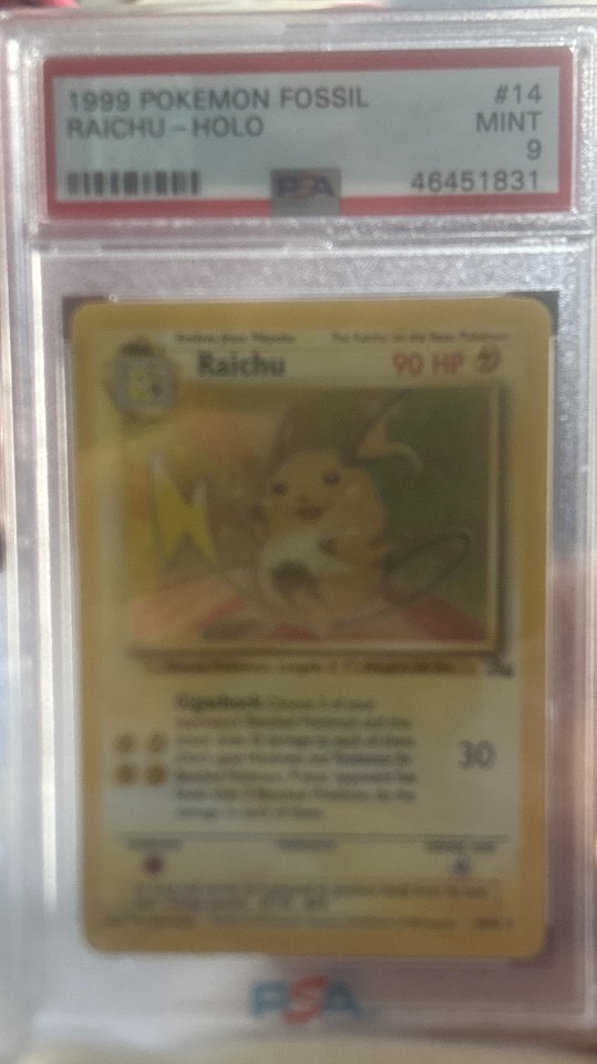 1999 Pokémon Fossil Unlimited Raichu Holo 14/62 PSA 9 MINT | eBay