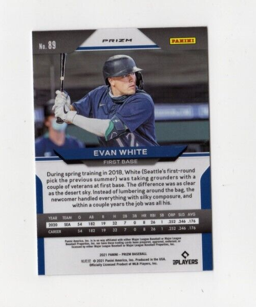 2021 Prizm Baseball Evan White Rookie #89 Purple Prizm Seattle Mariners ...