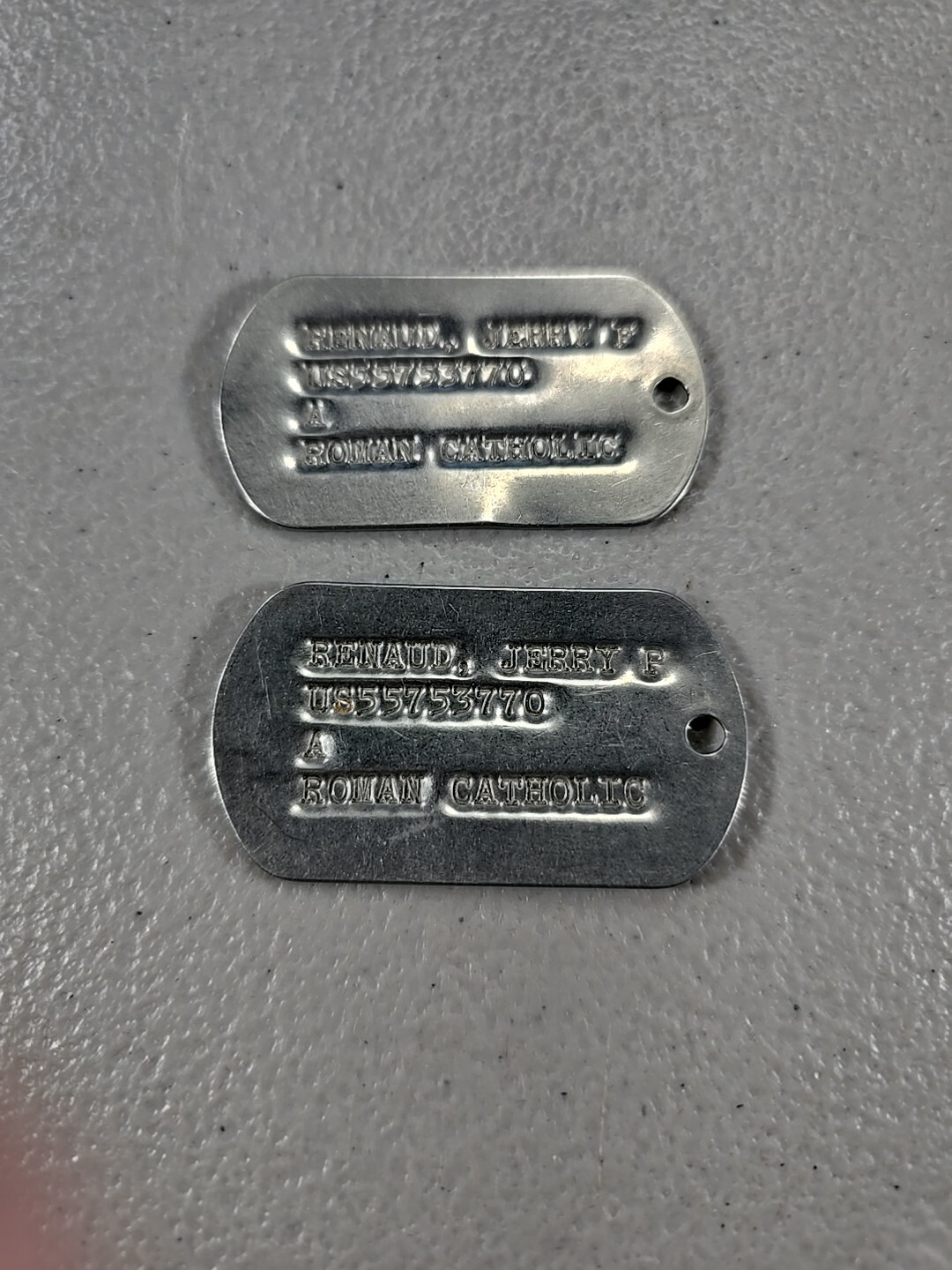 Vintage Pair US ARMY DOG TAGS Vietnam OR LATER Renaud Roman Catholic | eBay