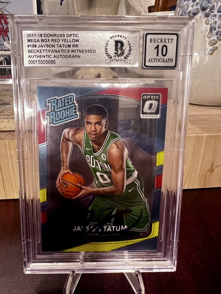 2017-18 Mega Box Red Yellow #198 Jayson Tatum RC Beckett 10 Autograph ...