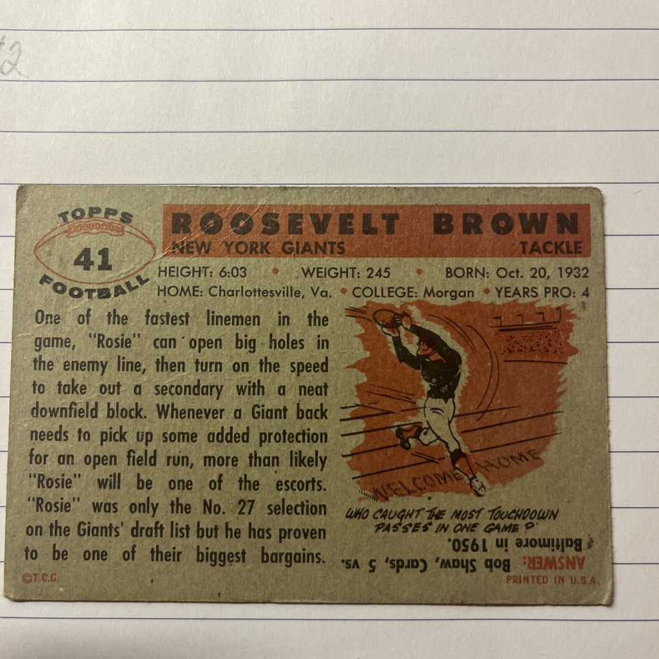 1956 Topps - #41 Rosey Brown (RC) | eBay