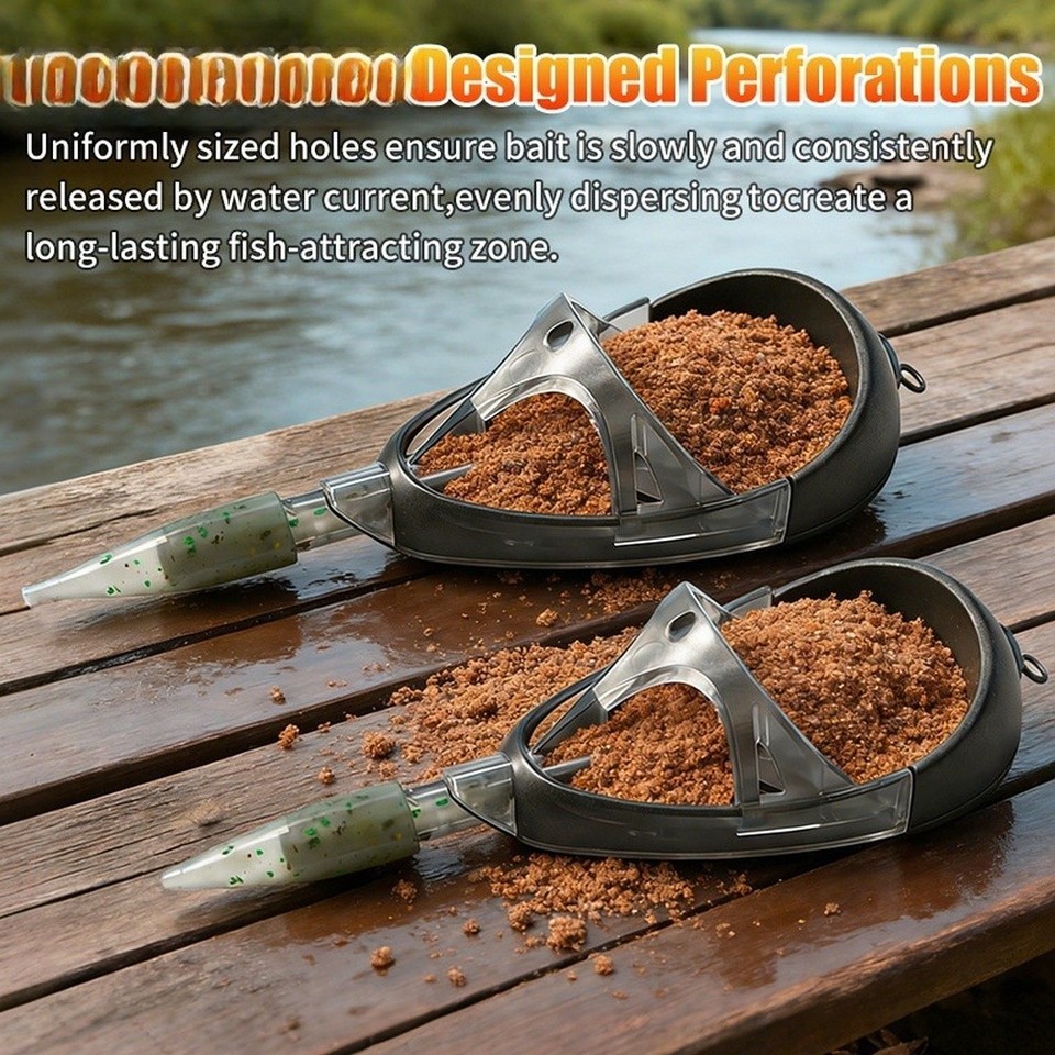 Green Zinc Alloy Bait Feeder with Slow Dispersion Holes and Streamlined ...