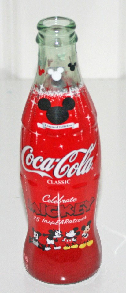 MICKEY MOUSE WALT DISNEY COCA COLA COKE BOTTLE 75TH ANNIVERSARY 2003 ...