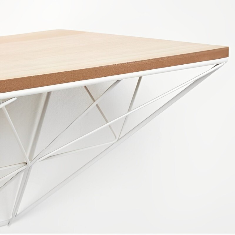 WALL MOUNTED METAL WIRE FRAME WOODEN SHELVE RACK DISPLAY UNIT SHELF ...