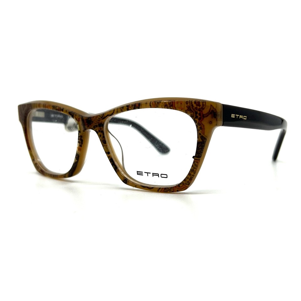 Etro Eyeglasses Frames ET2626 211 Brown Paisley Thick Rim Cat Eye 52-16 ...