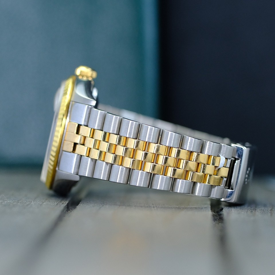 Rolex Mens Datejust Gold & Steel Ice Blue Diamond Dial Fluted 36mm ...