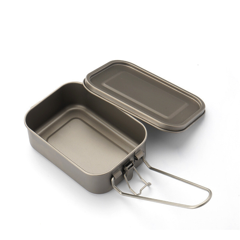 800ml Outdoor Survival Lightweight Pure Titanium Mess Tin Fast Cooking ...