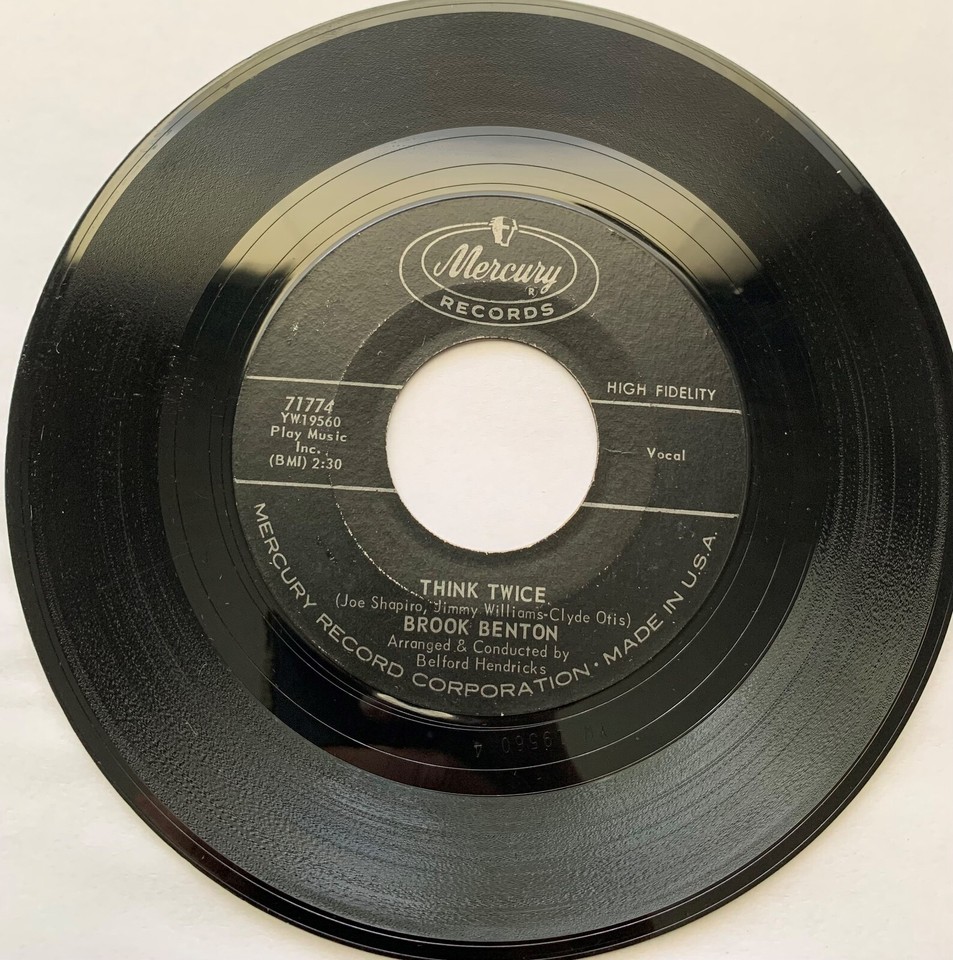 BROOKS BENTON-MERCURY 71774-FOR MY BABY-THINK TWICE-45RPM-1961 POP-VG ...