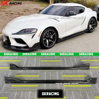 2PCS Carbon Fiber Side Skirt Extension Lip Spoiler Fits Toyota Supra GR ...