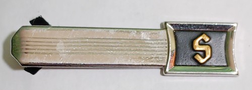 Hickok Tie Clip Bar Clasp Vintage "S" Logo Black Gold Tone Monogram ...