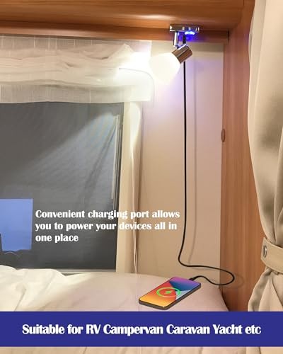 RV Interior 12V Reading Light with USB Port and Inbuild Touch Dimmable ...