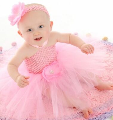 Nowborn Baby Girls Fluffy Pettikirt Tutu Dress Crochet Tube with Flower ...