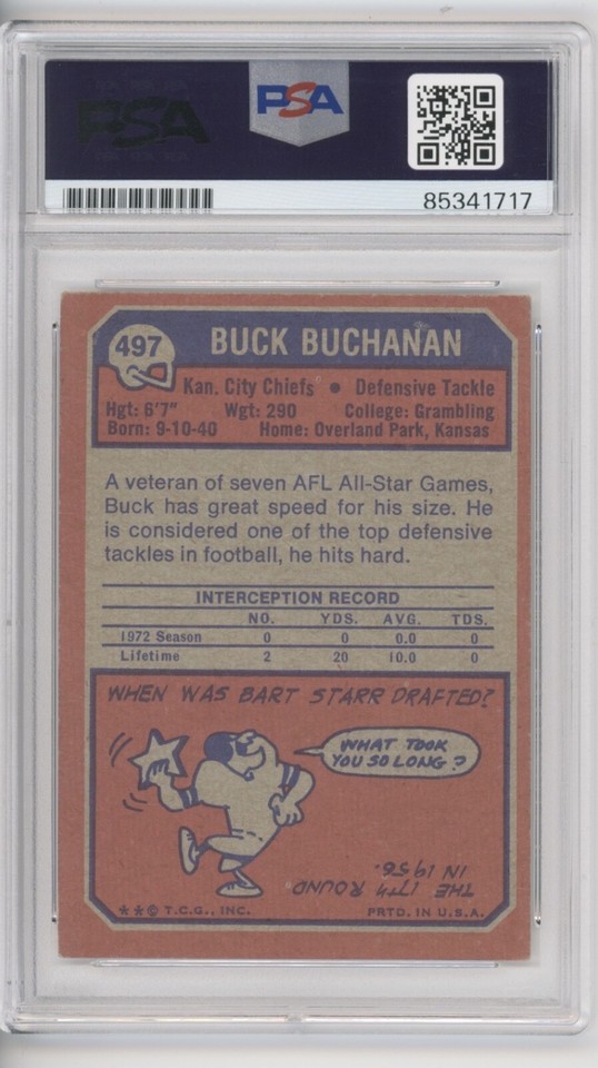 1972 Topps #497 Buck Buchanan PSA/DNA Signed Autographed Auto | eBay