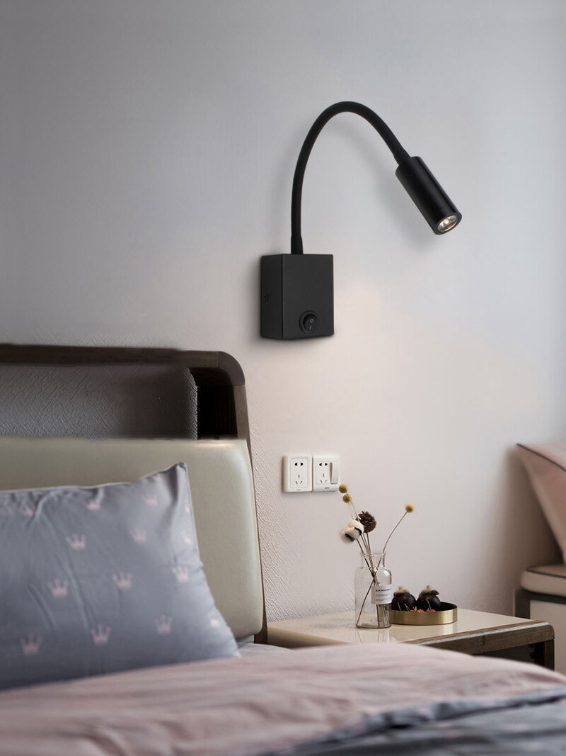 3W LED Bedroom Bedside Wall Light Fixture Showcase Soft Pipe Picture ...