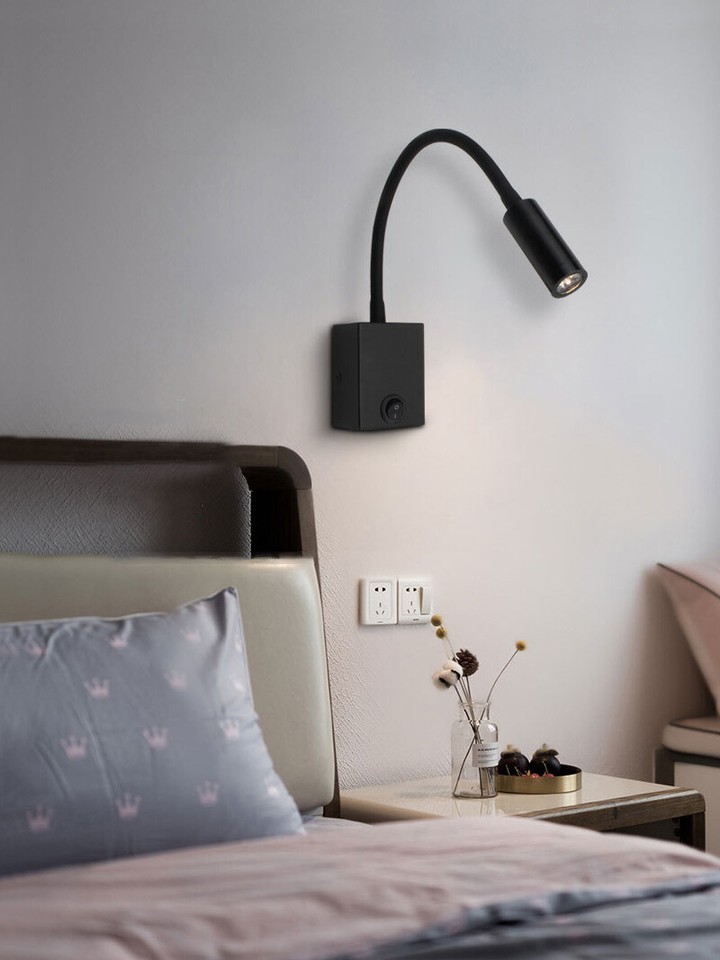 3W LED Bedroom Bedside Wall Light Fixture Showcase Soft Pipe Picture ...