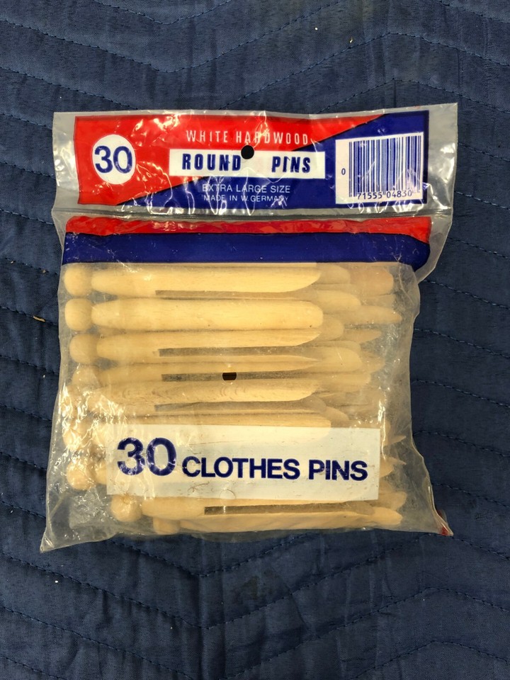 Antique WHITE HARDWOOD ROUND CLOTHES PINS Set Of 30! Made In GERMANY ...