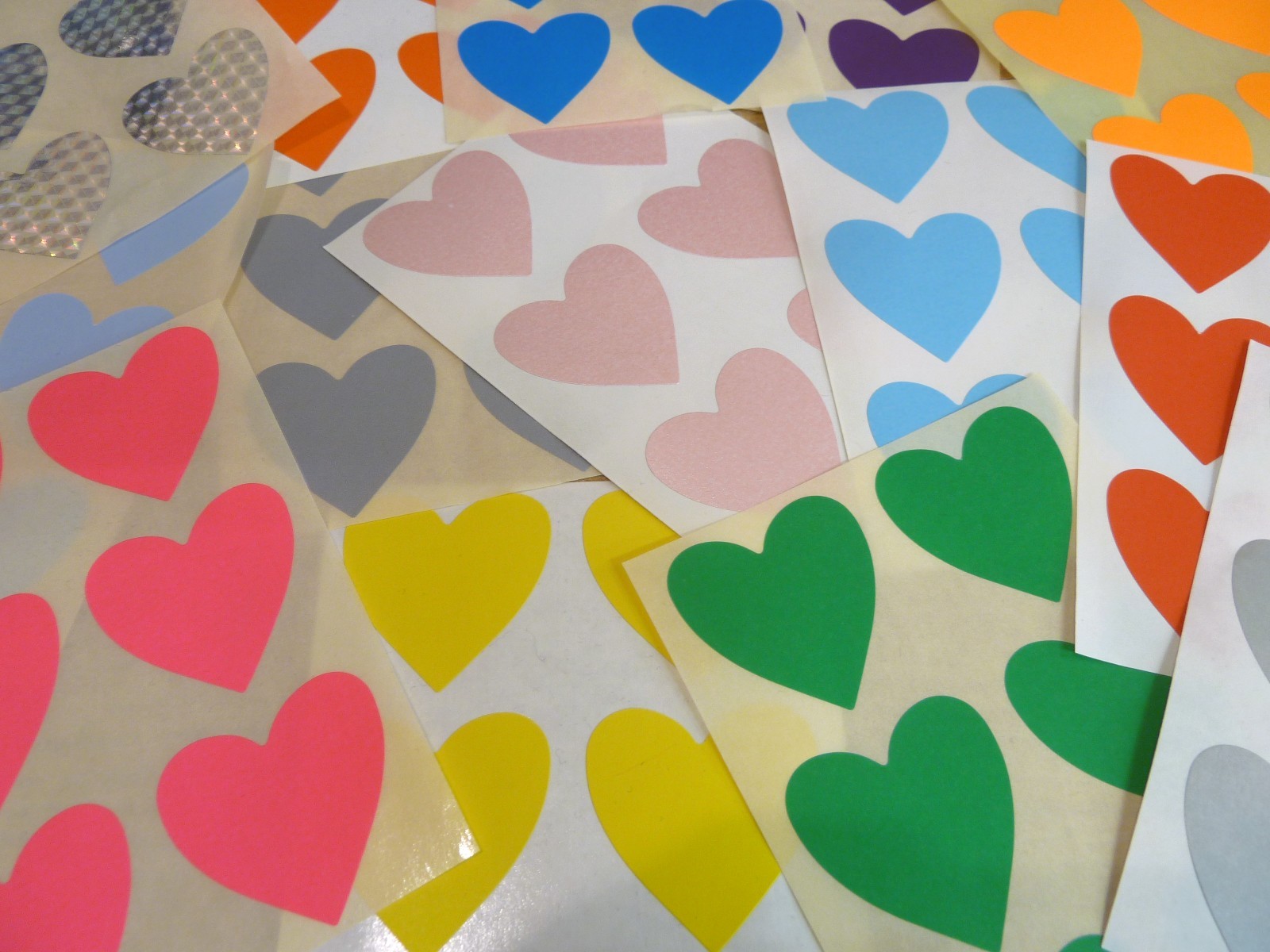 38x38mm Heart Shaped Labels Coloured Sticky Hearts Stickers for Craft ...