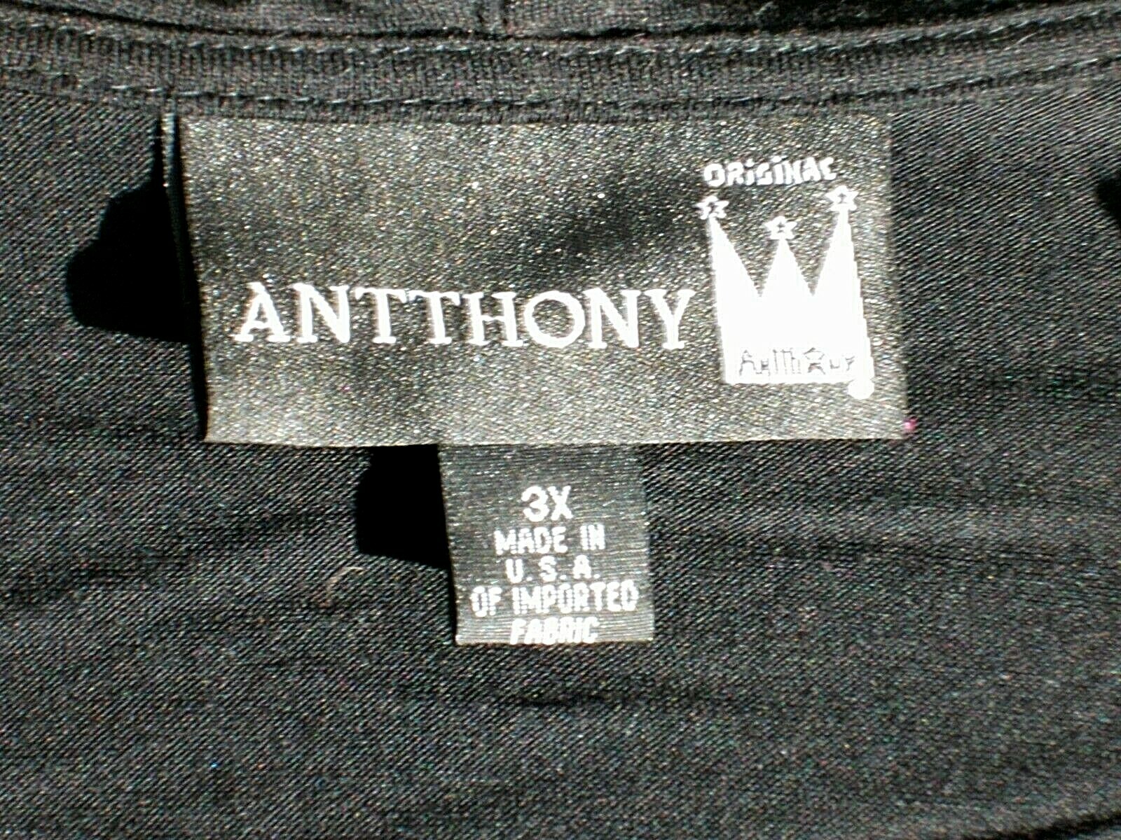 ANTTHONY DESIGN ORIGINALS CARDIGAN TOP SZ. 3X WOMENS 3/4 SLEEVE BLACK ...