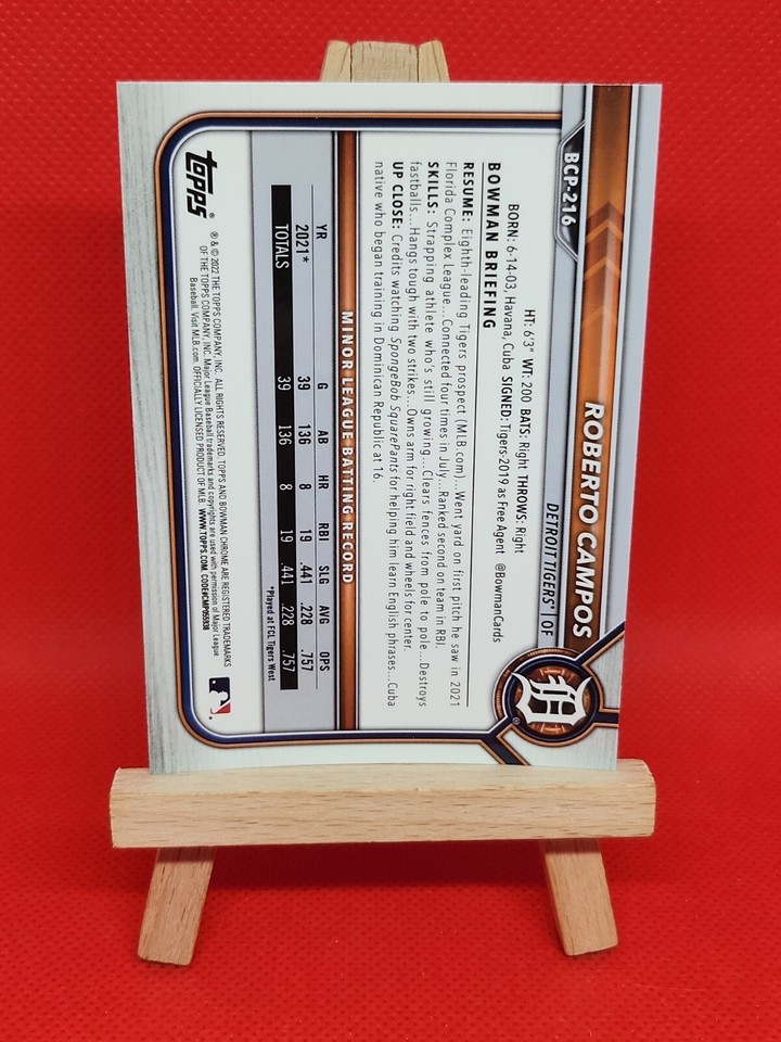 2022 Bowman Chrome Mega Box Roberto Campos RC Mojo Refractor #BCP-216 ...