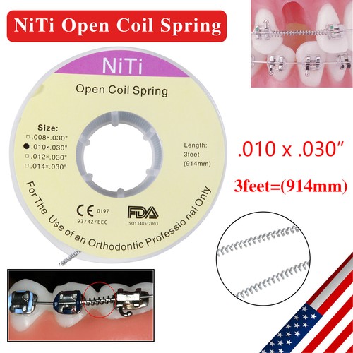 Dental Orthodontic Niti Open Coil Spring Spool Dia.010 Inch 914 mm 3 ...