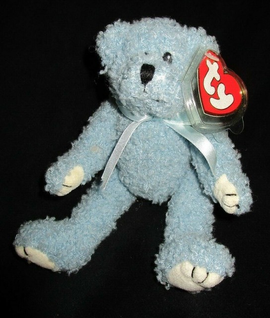 Bluebeary 8in Ty Beanies Attic Treasure Blue Plush Teddy Bear 3up Boy ...