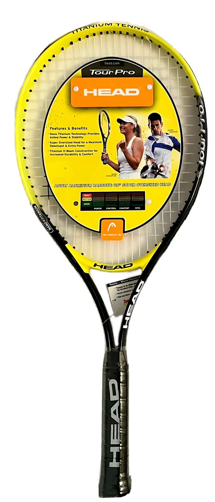 🎾 HEAD TOUR PRO ADULT 110" NANO TITANIUM TENNIS RACQUET STRUNG 4 3/8 ...