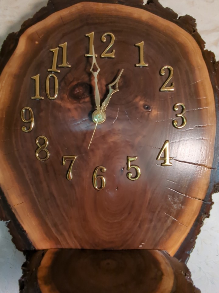 Vintage Live Edge WALL CLOCK Natural Solid Wood Slab Rustic Tree Slice ...