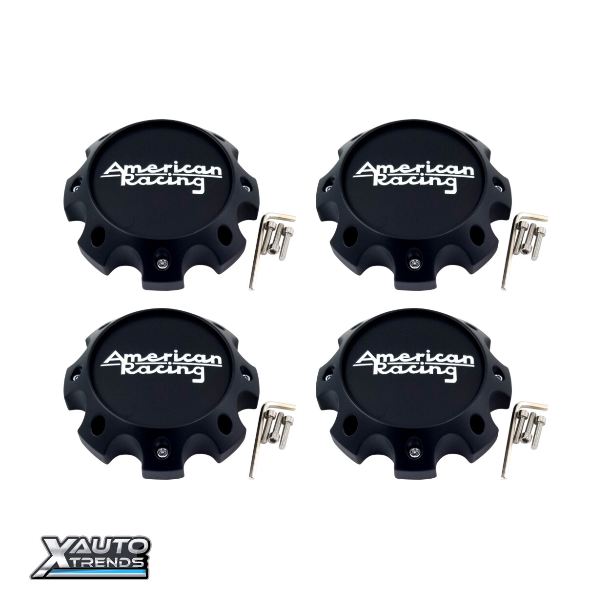 4 x American Racing Wheel Center Cap "Cast Iron" Black 8 LUG ...