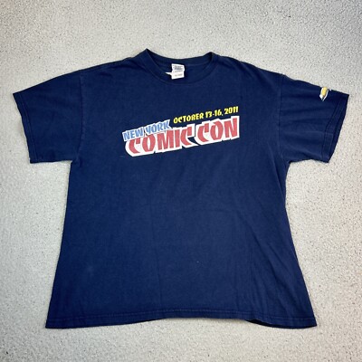 New York Comic Con 2011 Shirt Mens Large Blue Graphic Tee Event Adult ...