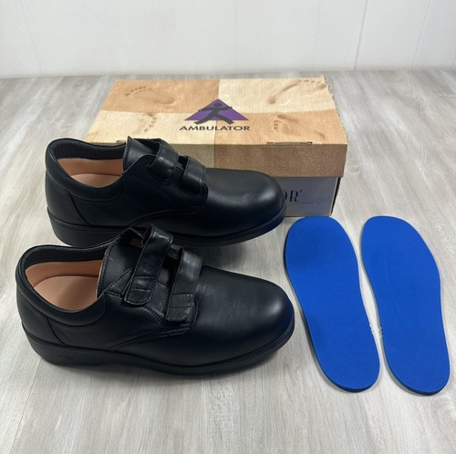 Apex Ambulator Men's 12/13 Diabetic Shoes Black Leather Double Strap ...