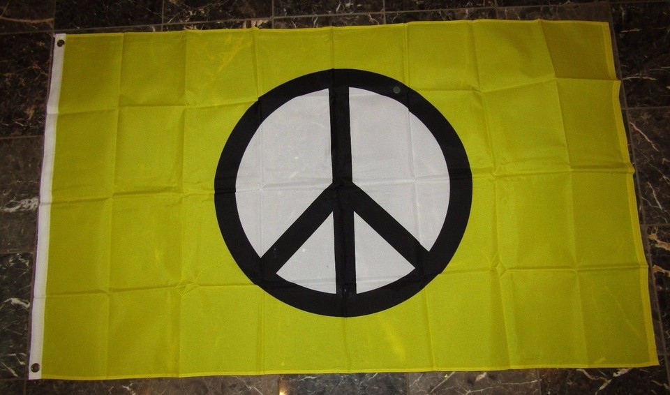 3x5 Peace Symbol Yellow Flag 3'x5' Banner Brass Grommets Yellow Peace ...