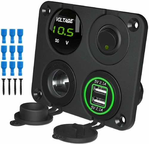 4 Gang Toggle Rocker Switch Panel Dual USB Car Boat Marine RV Truck ...